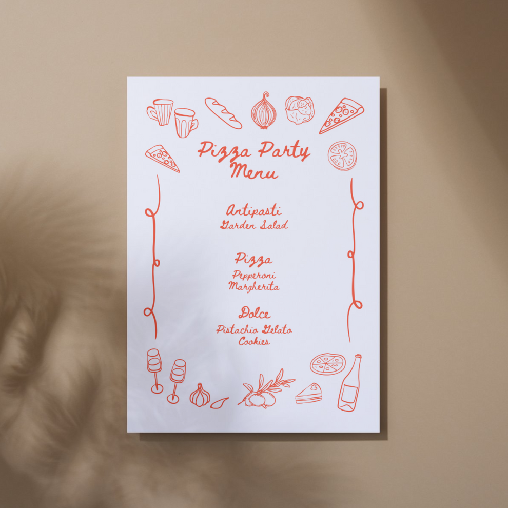 Pizza Party Menu Card (Printable Template) – Tableshoppe Co.